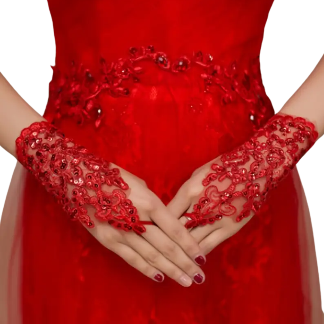 “Red Lace Finger Loop Glove” - The Kore Dance Project